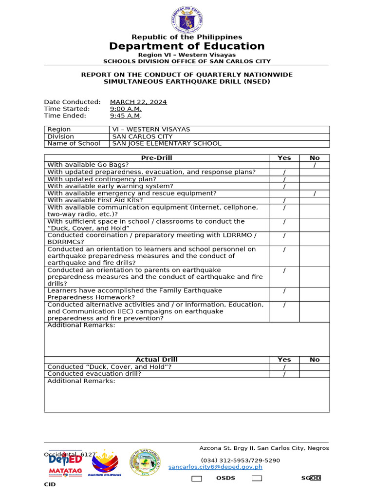Nsed-Report 2024 1st Quarter | PDF | Civil Defense | Emergency Management