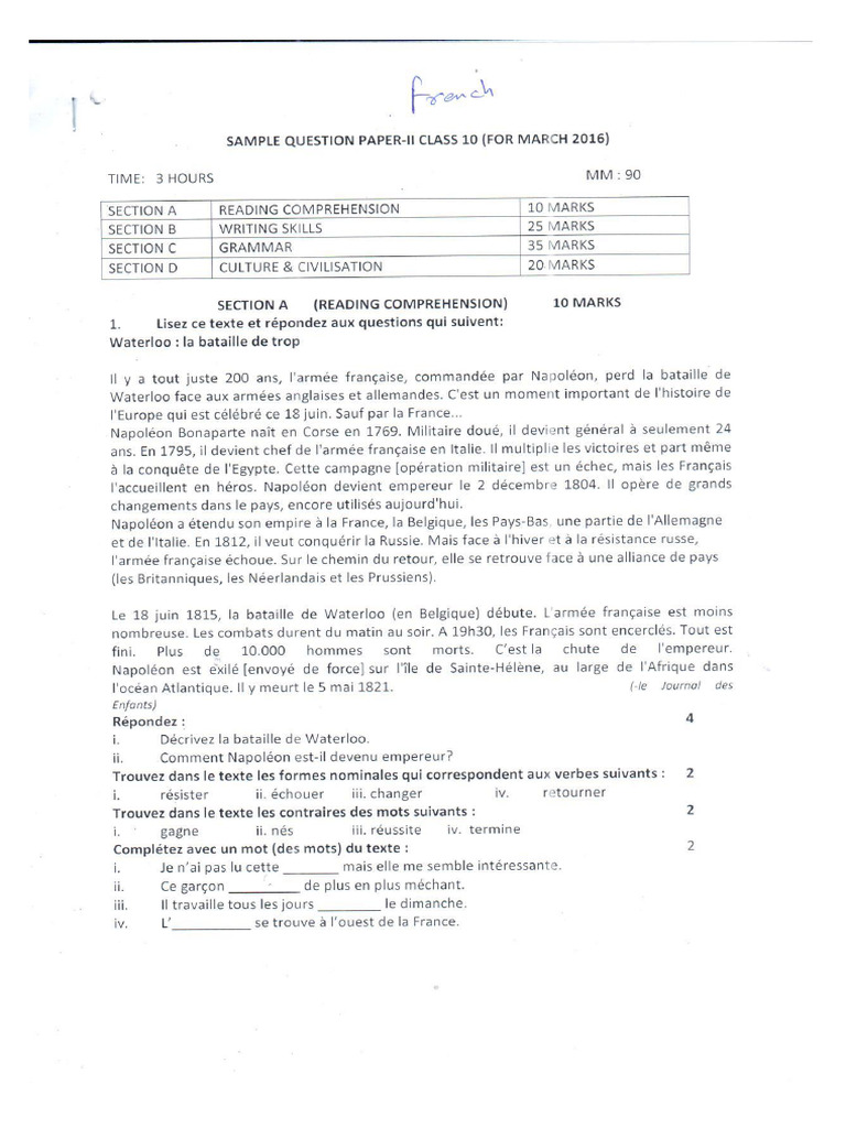 Paper Class 10 Final | PDF