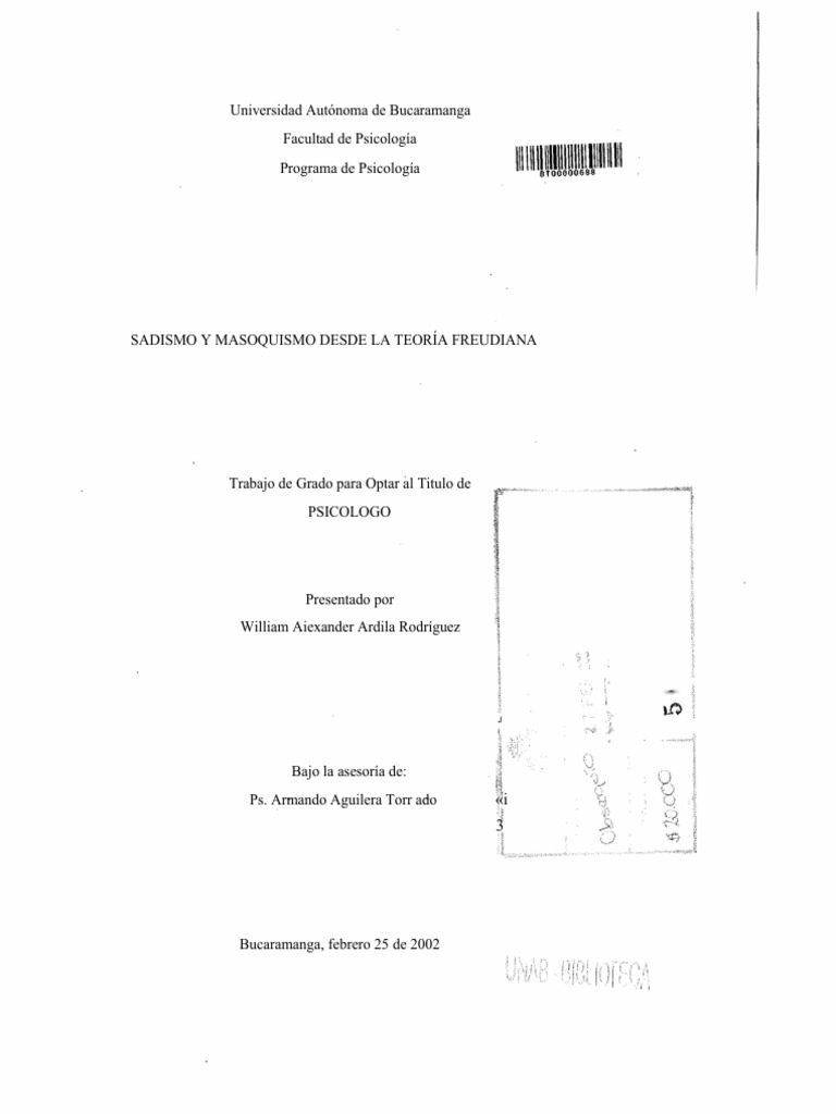 2002 Tesis William Aiexander Ardila Rodríguez | PDF | Sadomasoquismo ...