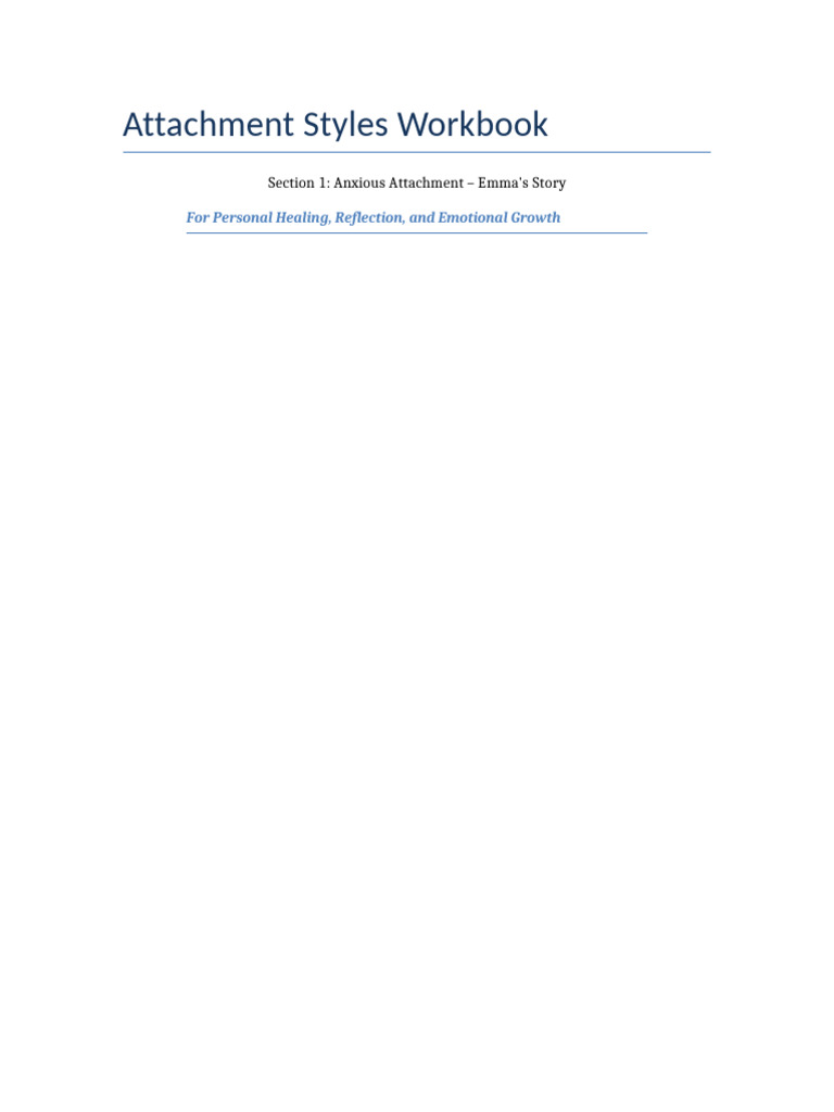 Workbook Anxious Attachment Printable | PDF | Attachment Theory | Emotions