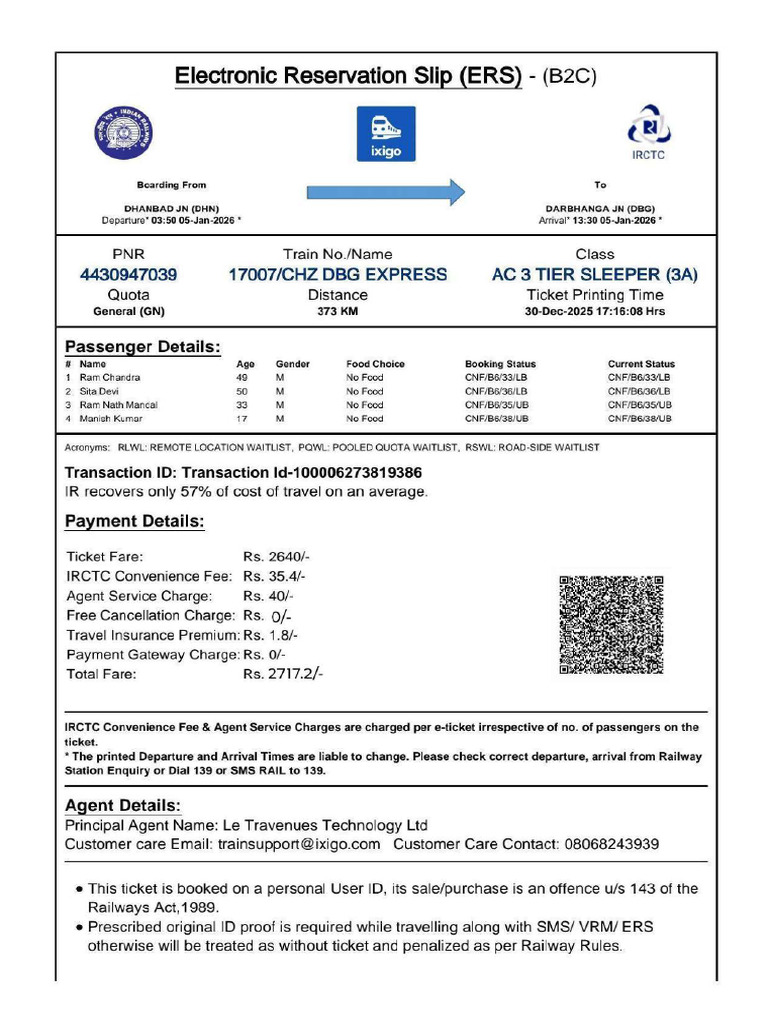 Ticket Irctc | PDF