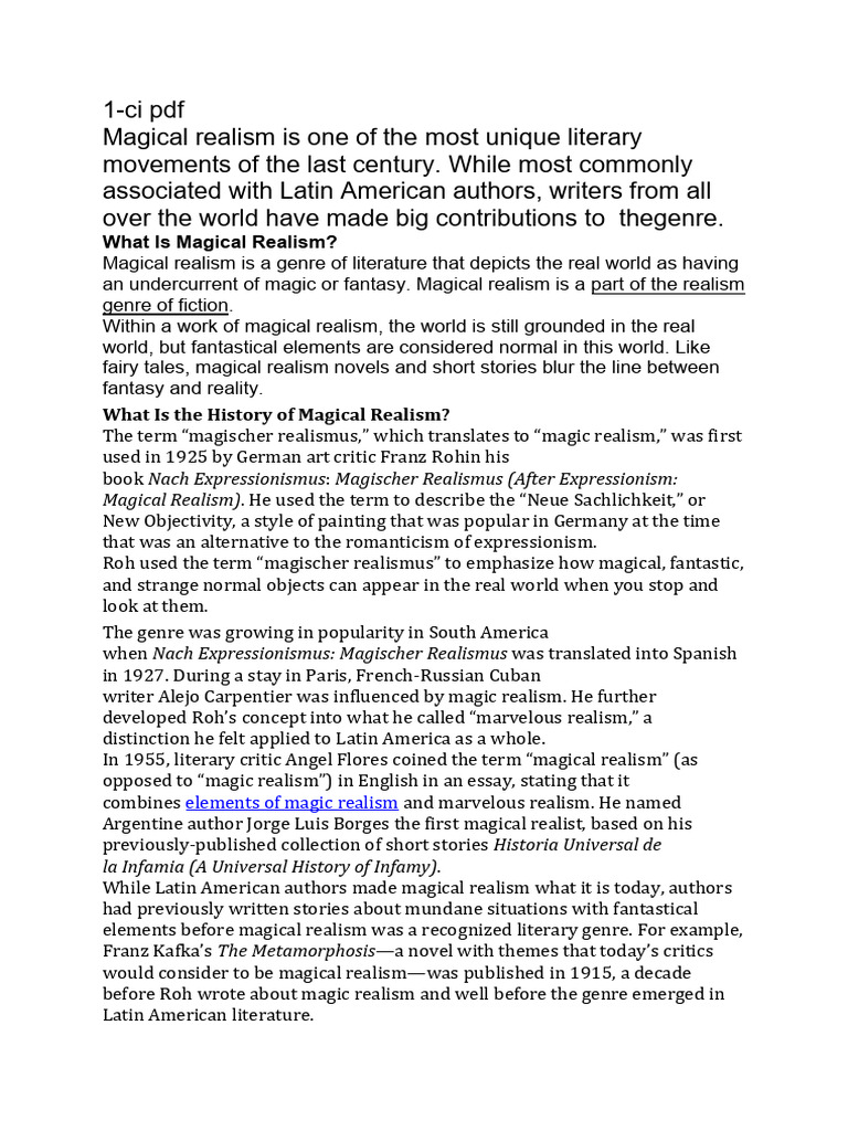 Understanding Magical Realism in Literature | PDF | The Metamorphosis ...