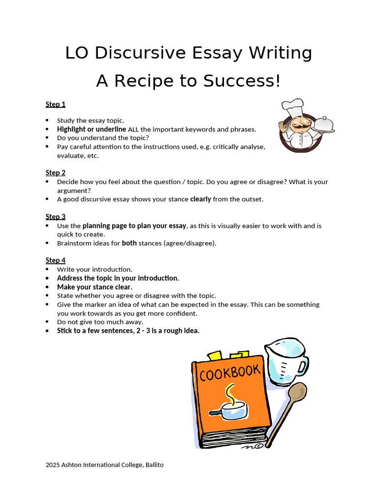 2025 Recipe For Discursive Essay Writing LO | PDF | Argument | Essays