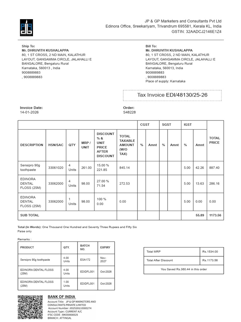 Invoice EDI - 48130 - 25-26 | PDF | Taxes | Taxation
