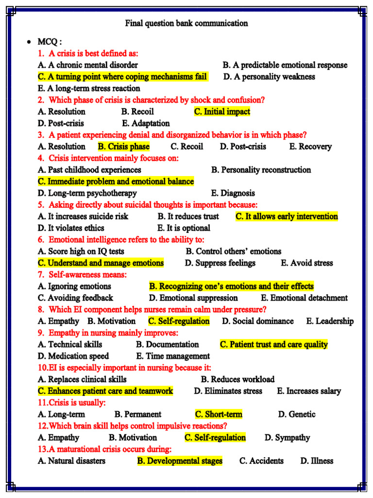 Final Question Bank Communication_٠١٣٤١٧ | PDF