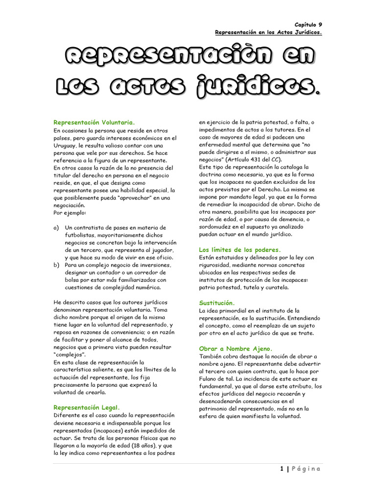 Capitulo 9- Representacion en Los Actos Juridicos | PDF | Justicia | Crimen y violencia