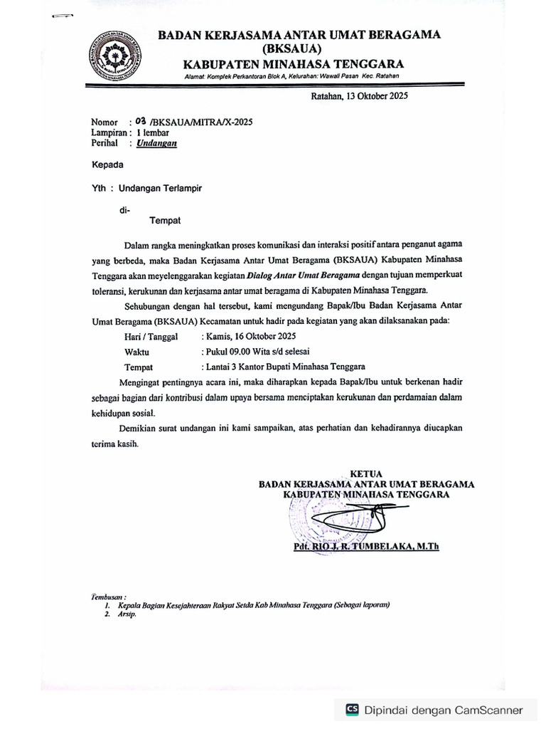 Undangan Dialog Antar Umat Beragama | PDF
