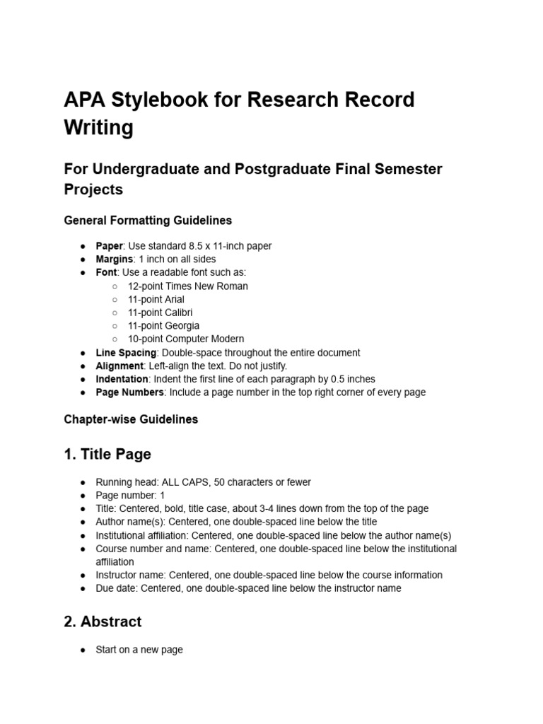 APA Stylebook for Research Record Writing | PDF | Comma | Methodology
