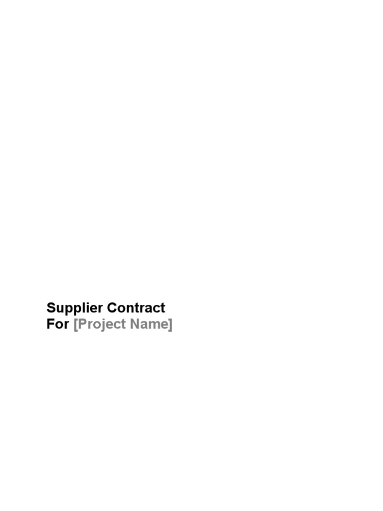 Template - Supplier Contract | PDF | Procurement | Project Management