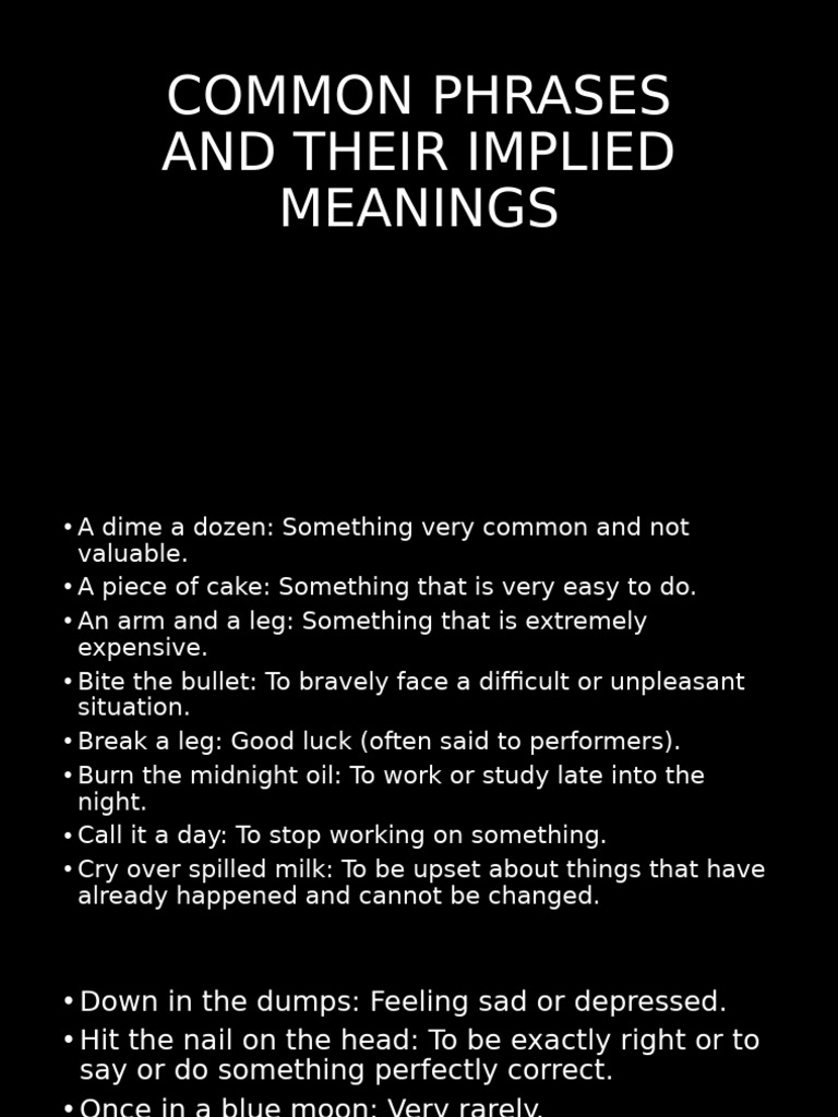 Common Phrases and Their Meanings | PDF