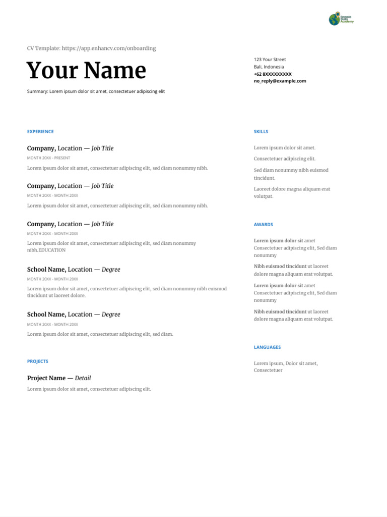 CV Template | PDF