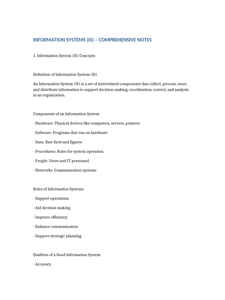 Information Systems Notes | PDF