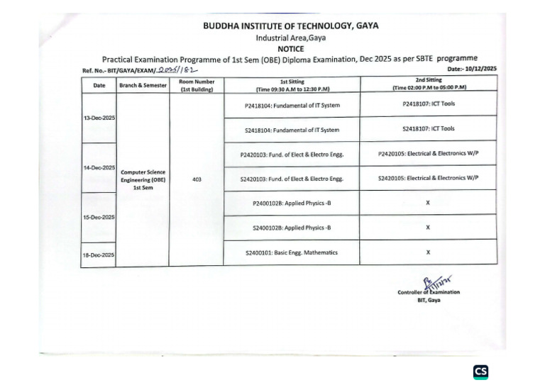BIT 1st Sem Computer OBE Practical Exam _2 | PDF