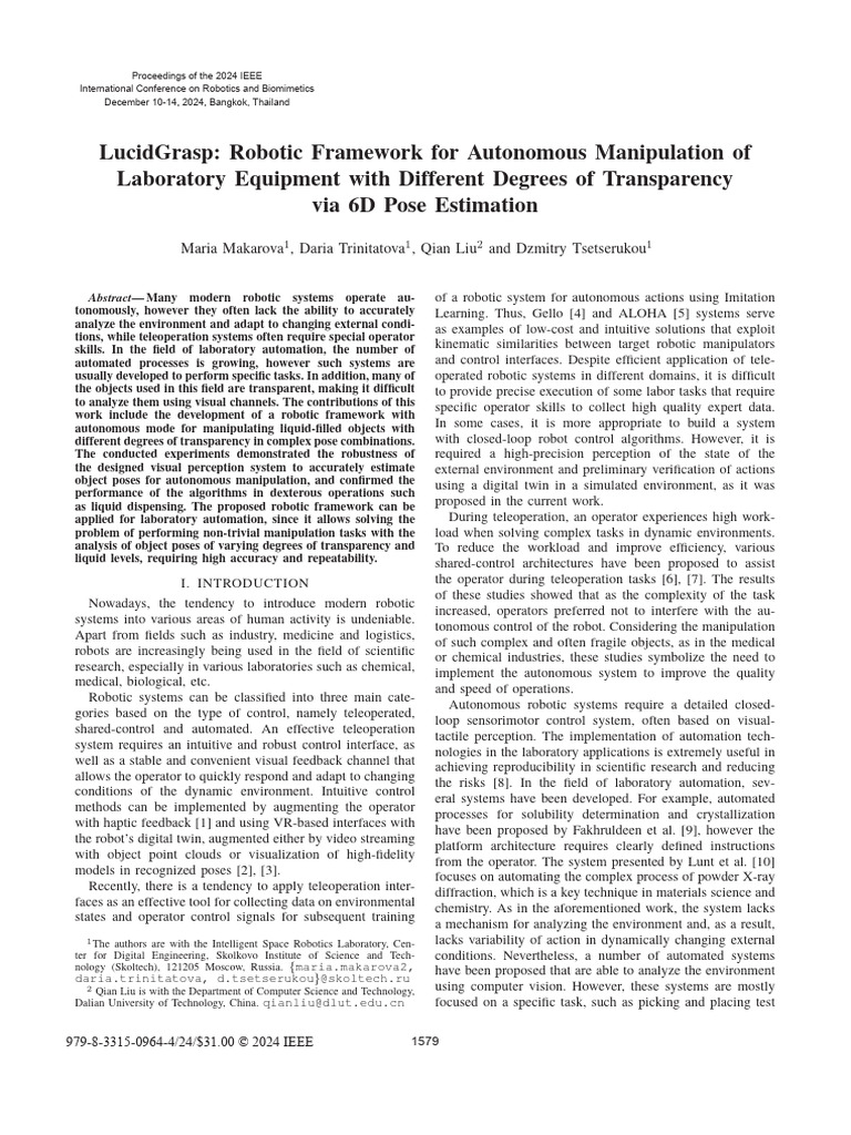 LucidGrasp: Robotic Framework for Autonomous Manipulation of Laboratory ...