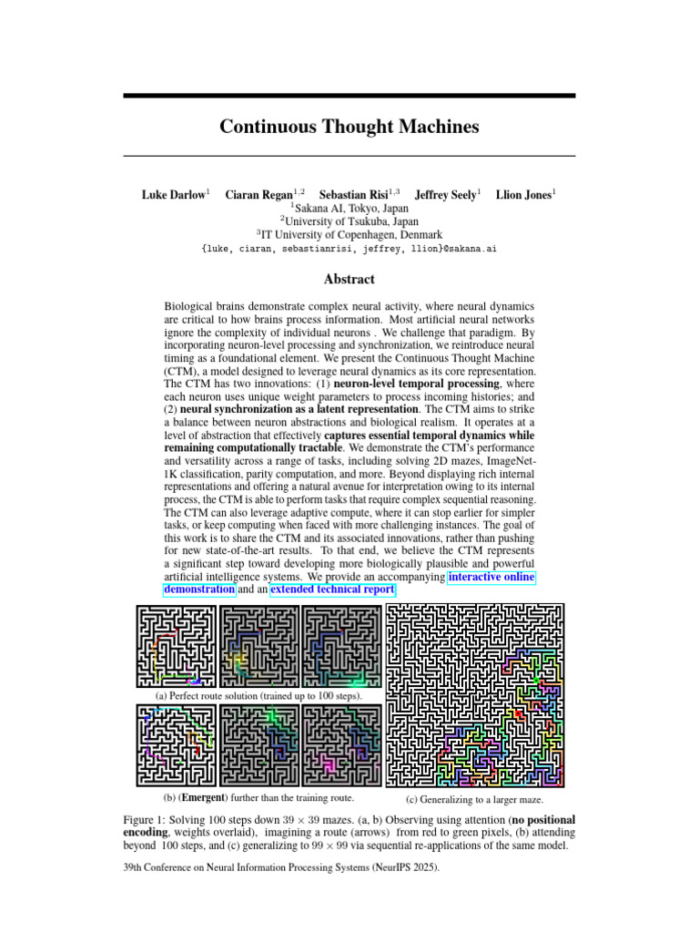 Continuous Thought Machine: Neural Dynamics in AI | PDF | Deep Learning ...