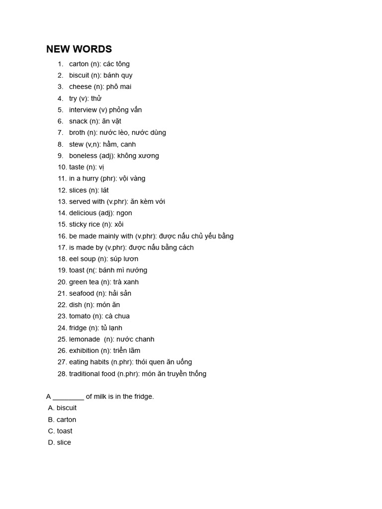 UNIT 5 (2) | PDF | Foods | Cuisine