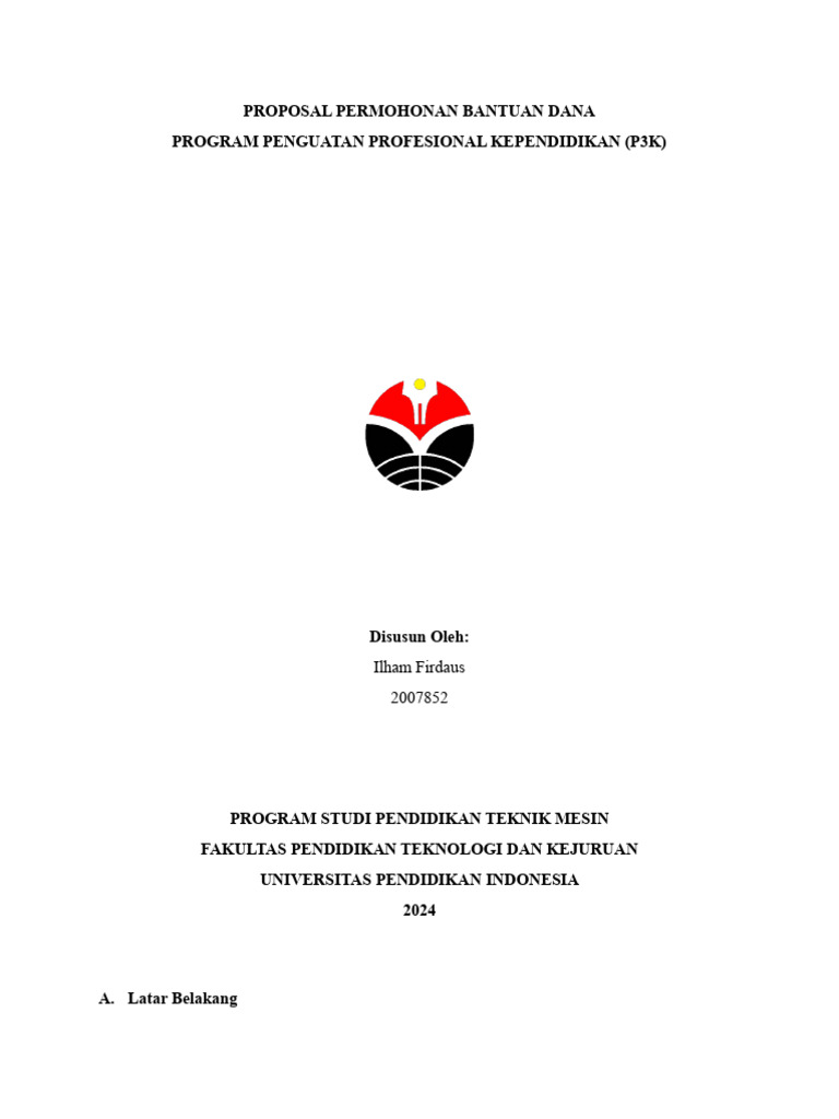 Permohonan Dana Program P3K UPI | PDF
