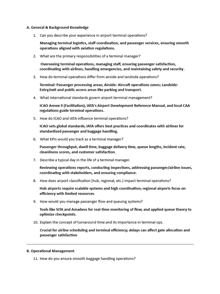 Interview question | PDF | Airport | Regulatory Compliance