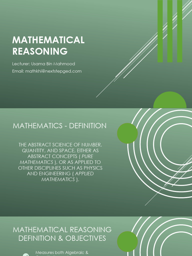 Mathematical Reasoning Course Overview | PDF