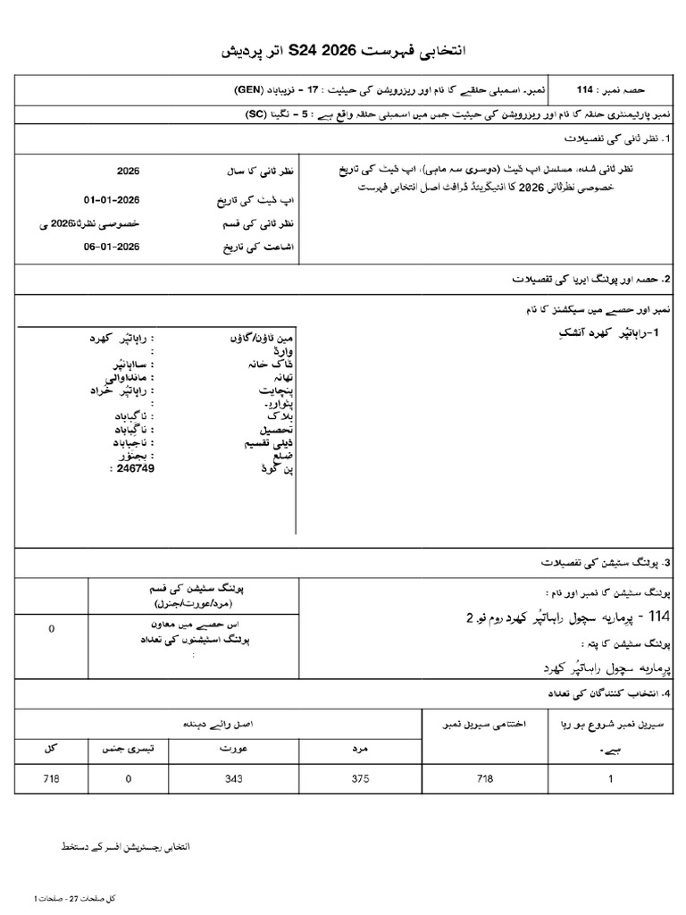 2026-EROLLGEN-S24-17-SIR-DraftRoll-Revision1-URD-114-WI | PDF