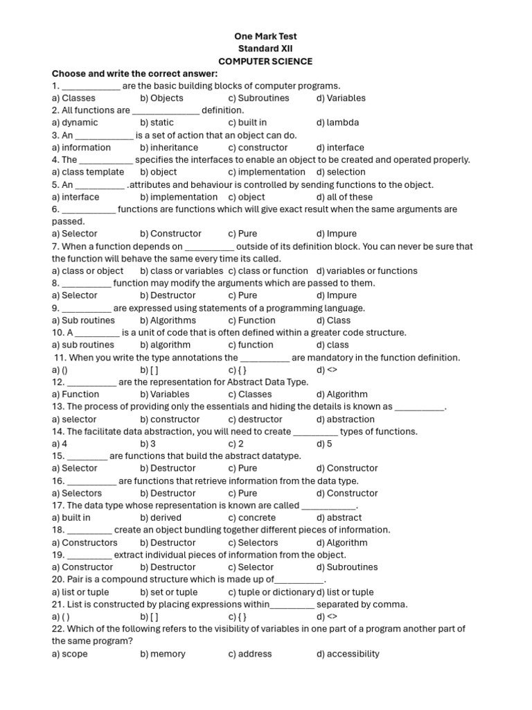 12 CS 1 Mark Additional | PDF | Relational Database | Databases