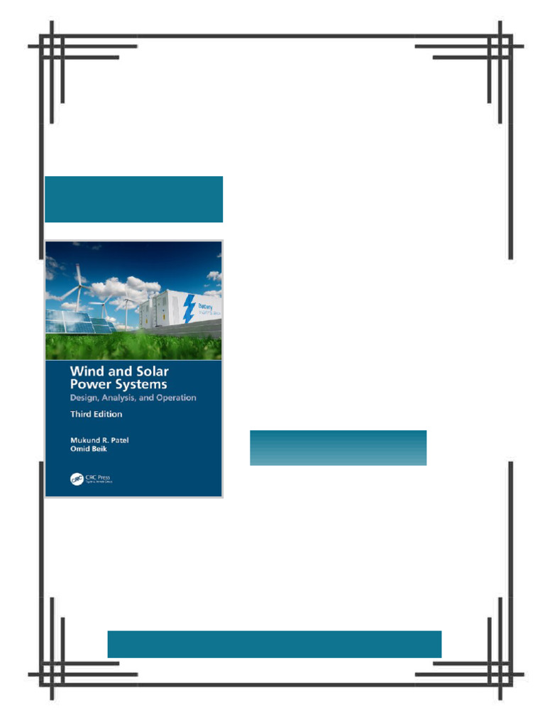 Wind and Solar Power Systems: Design, Analysis, and Operation 3rd ...