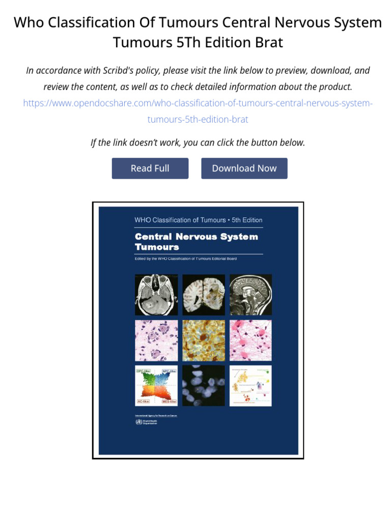 WHO Classification of Tumours Central Nervous System Tumours 5th ...