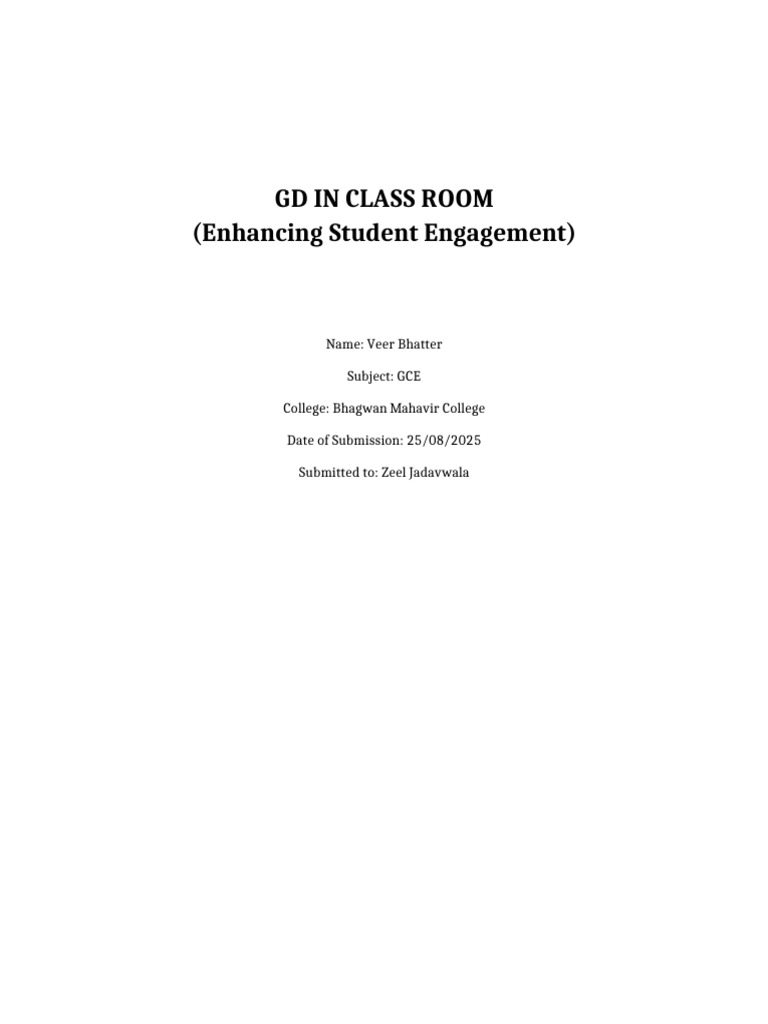 Enhancing Student Engagement through GD | PDF | Teaching Method | Teachers