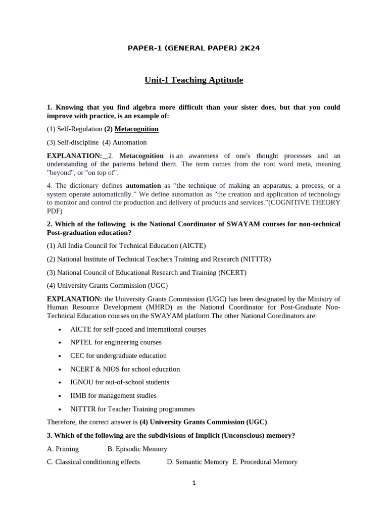 First Paper 2024 Full Explanation | PDF | Regression Analysis | Argument