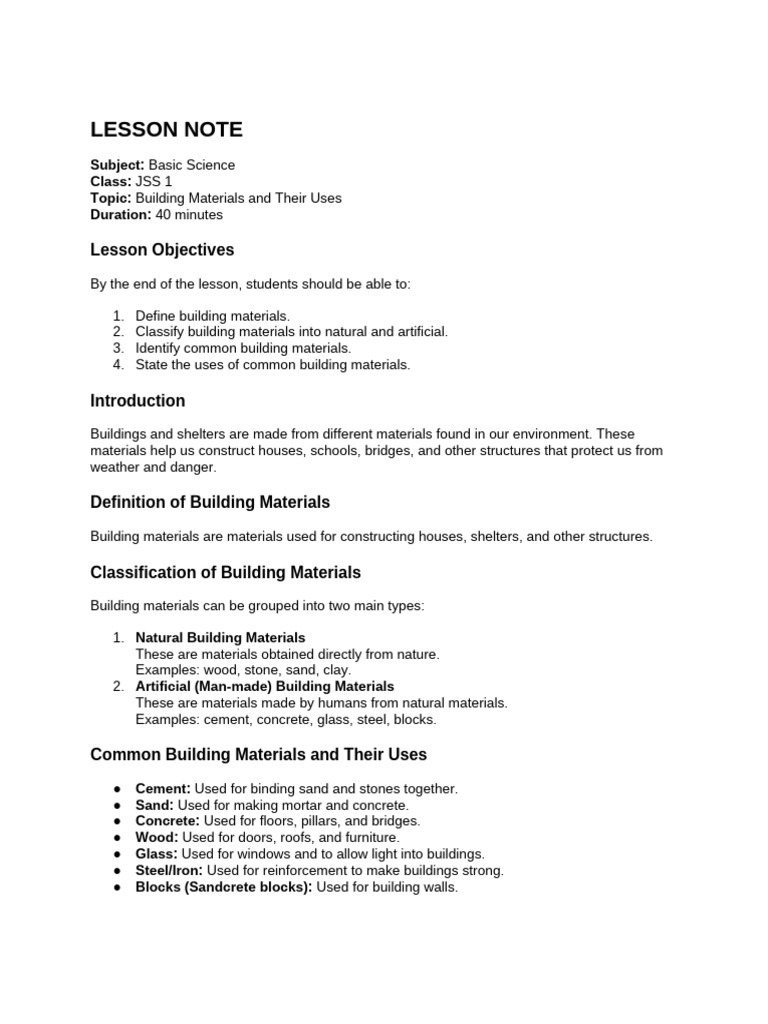 Building Materials: Types & Uses Guide | PDF