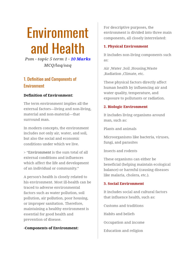 Environment and Health: Key Concepts | PDF | Radiation | Waste