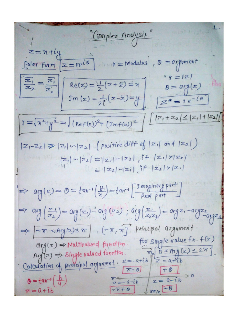 Complex Analysis Short Notes | PDF