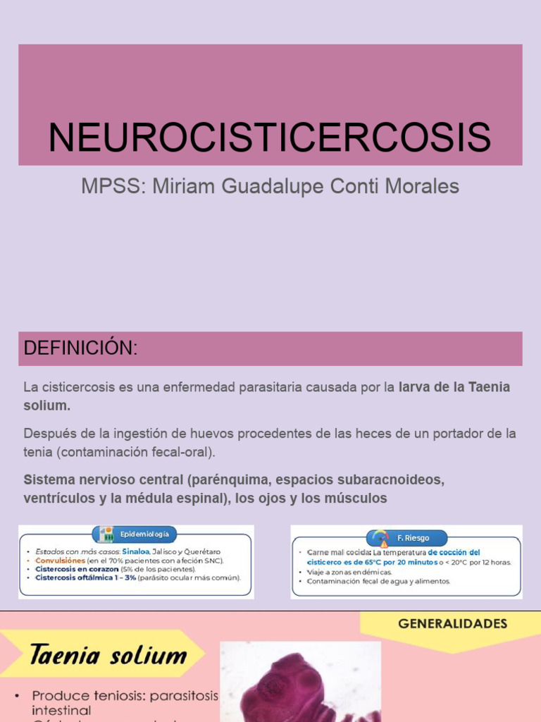 Neurocisticercosis: Diagnóstico y Tratamiento | PDF | Enfermedades y ...