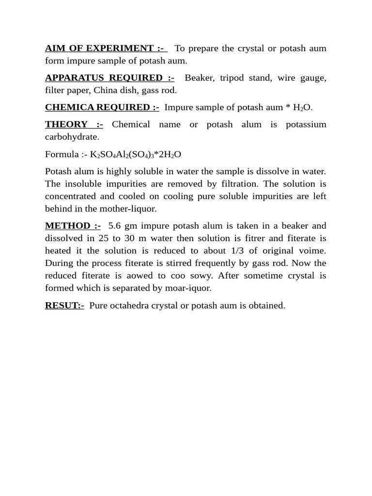 Aim of Experiment | PDF