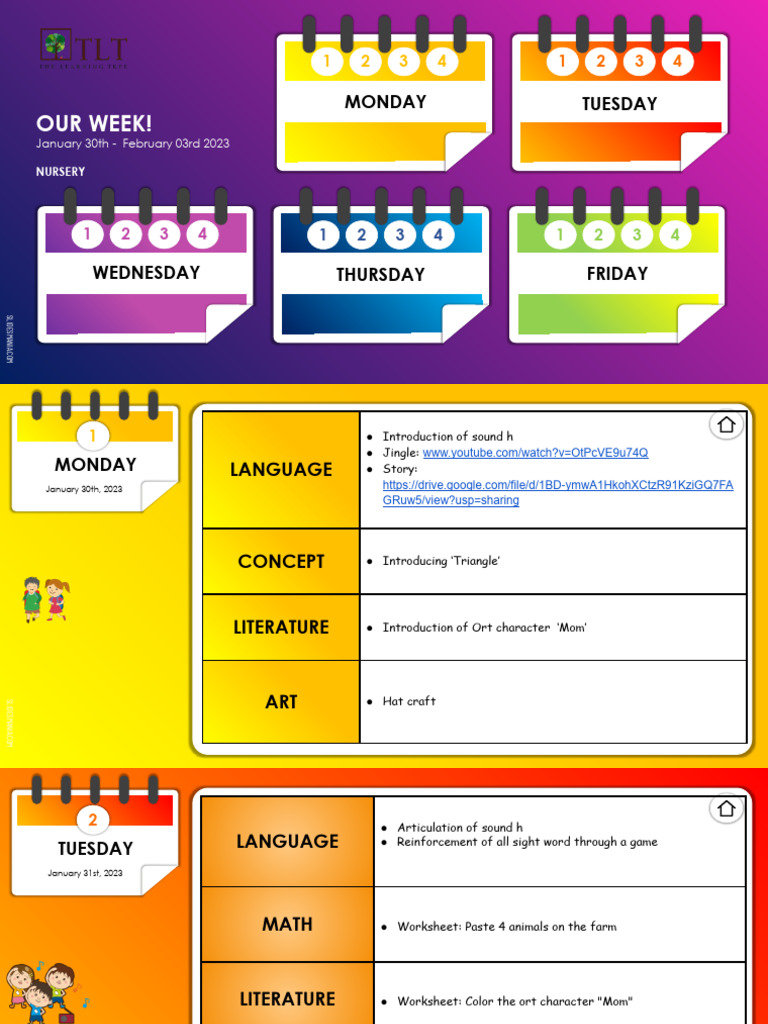 Weekly Nursery Lesson Plan: Jan 30-Feb 3 | PDF