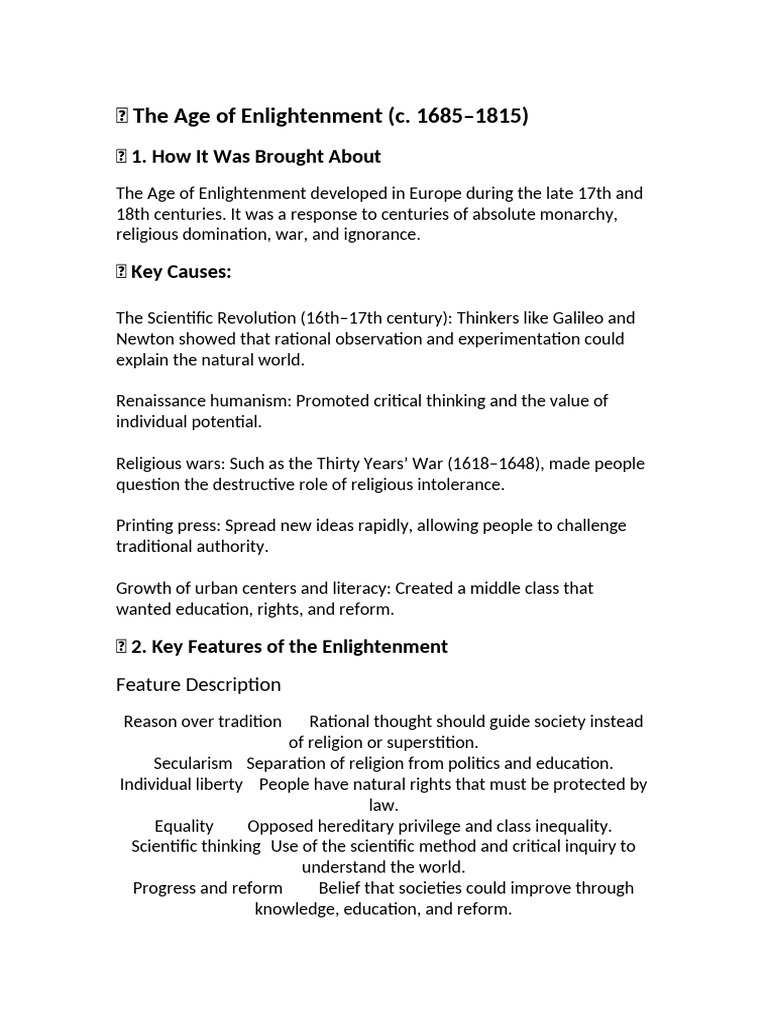 Enlightenment Era: Causes and Impact | PDF | Age Of Enlightenment ...