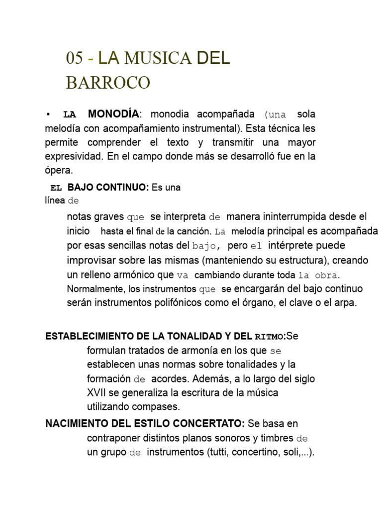LA MUSICA DEL BARROCO | PDF | Ópera | Musica barroca