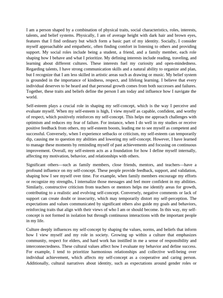 Self Concept Paper | PDF | Self Concept | Self Esteem