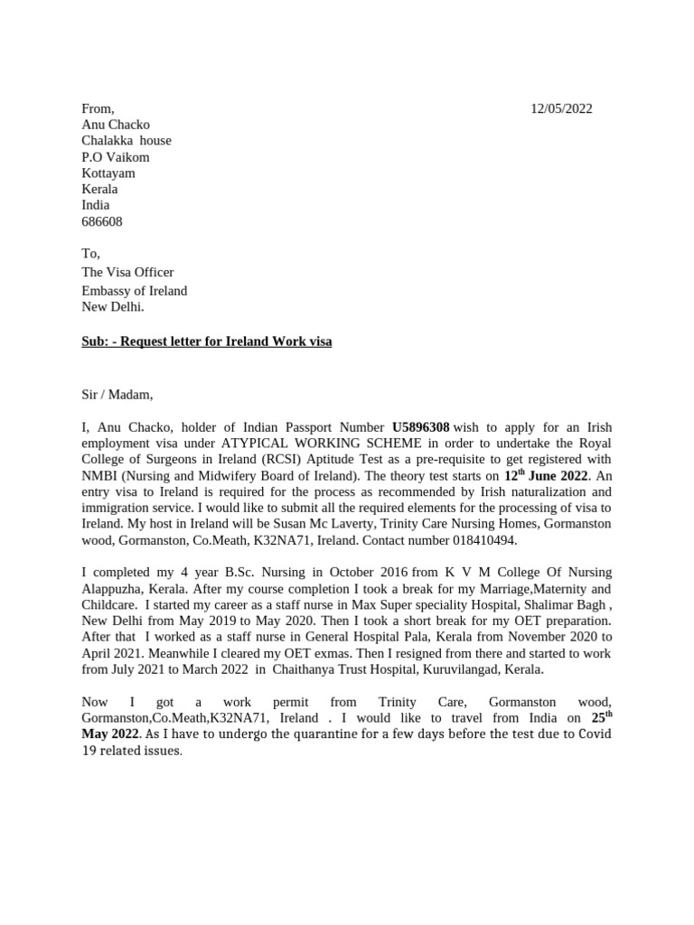 Ireland Covering letter | PDF | Travel Visa | Passport