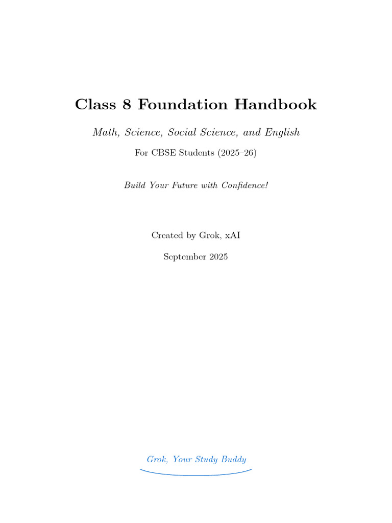 Class 8 CBSE Foundation Handbook | PDF | Algebra | Geometry