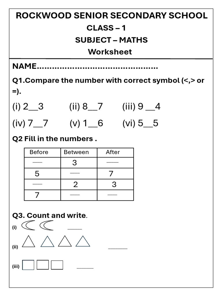 Class 1 Worksheet | PDF