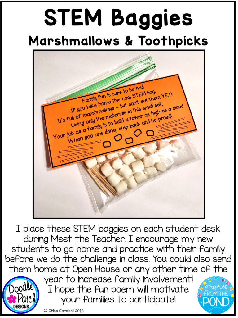 STEMBaggiesMarshmallowandToothpickTowersMeettheTeacherStationFREE-1 | PDF