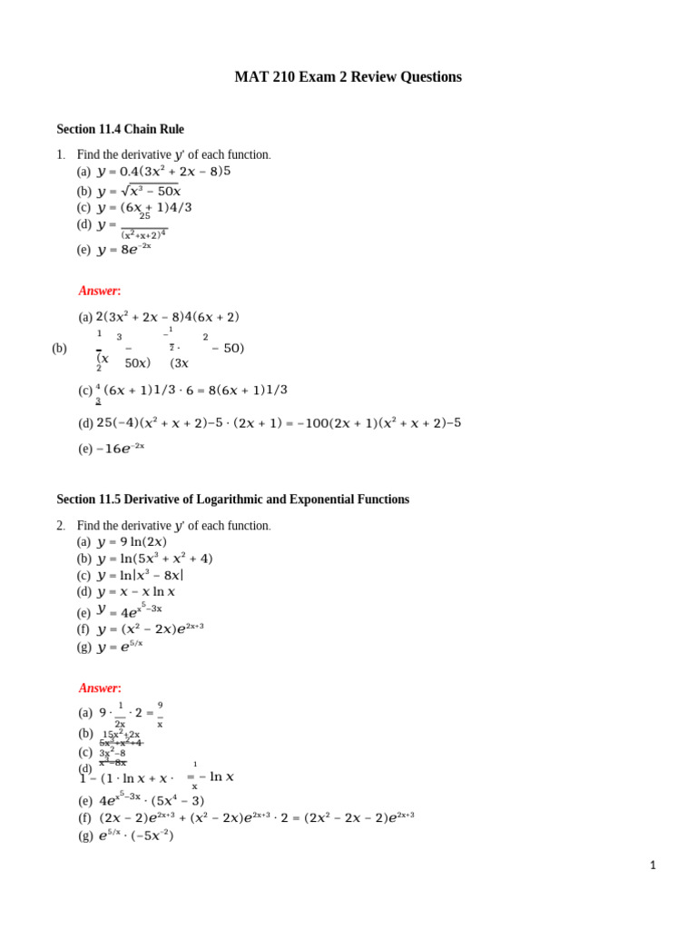 MAT 210 Exam 2 Review Questions | PDF | Price Elasticity Of Demand | Demand