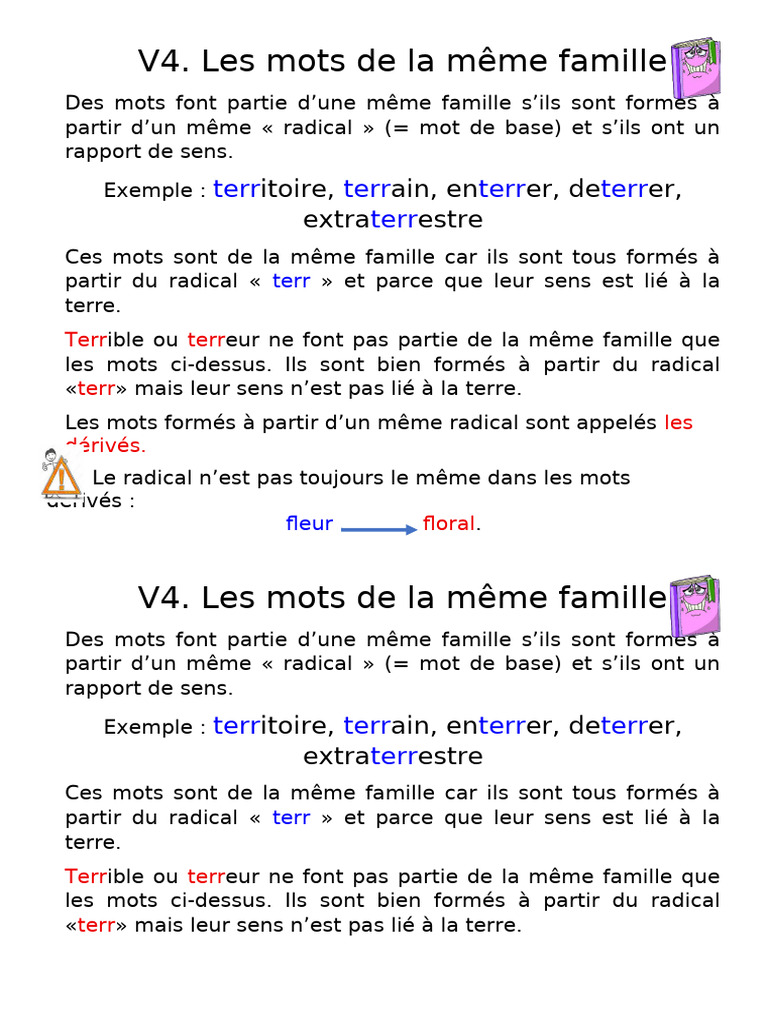 Mots de la même famille et dérivés | PDF