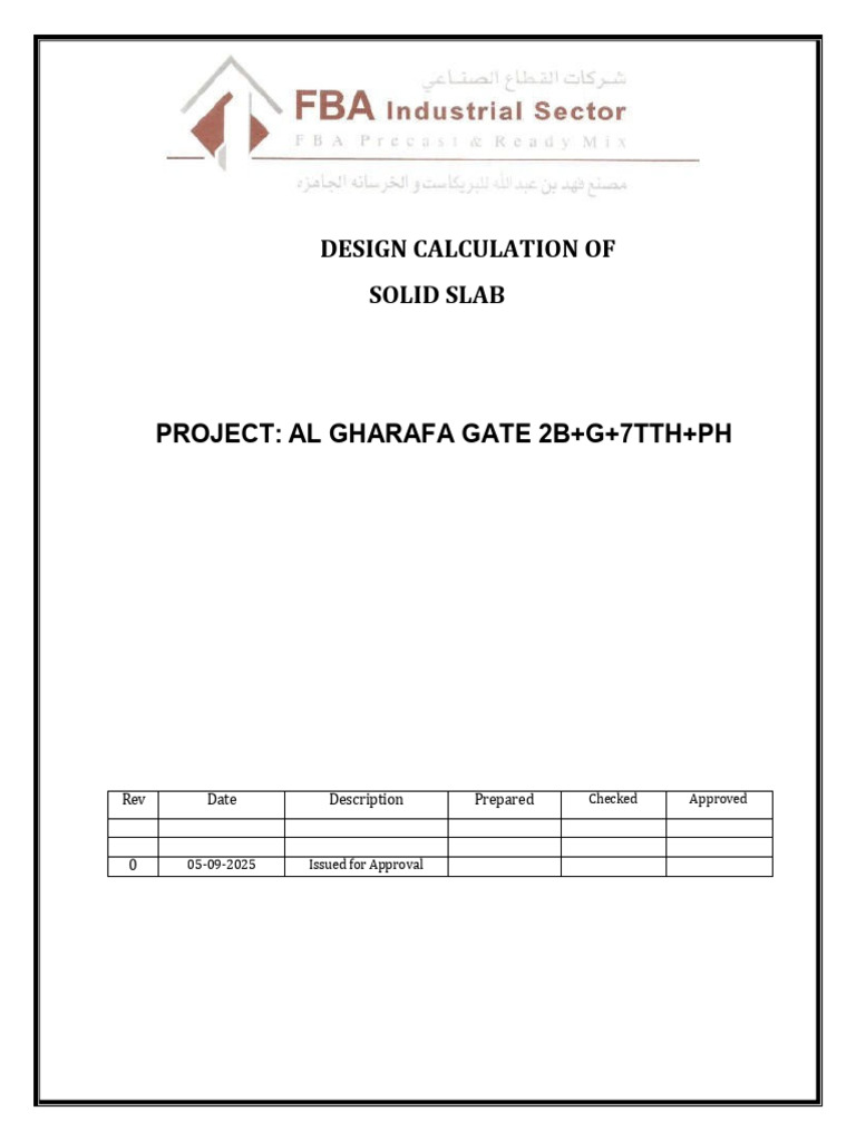 Solid Slab Design Calculation for Al Gharafa | PDF | Beam (Structure ...