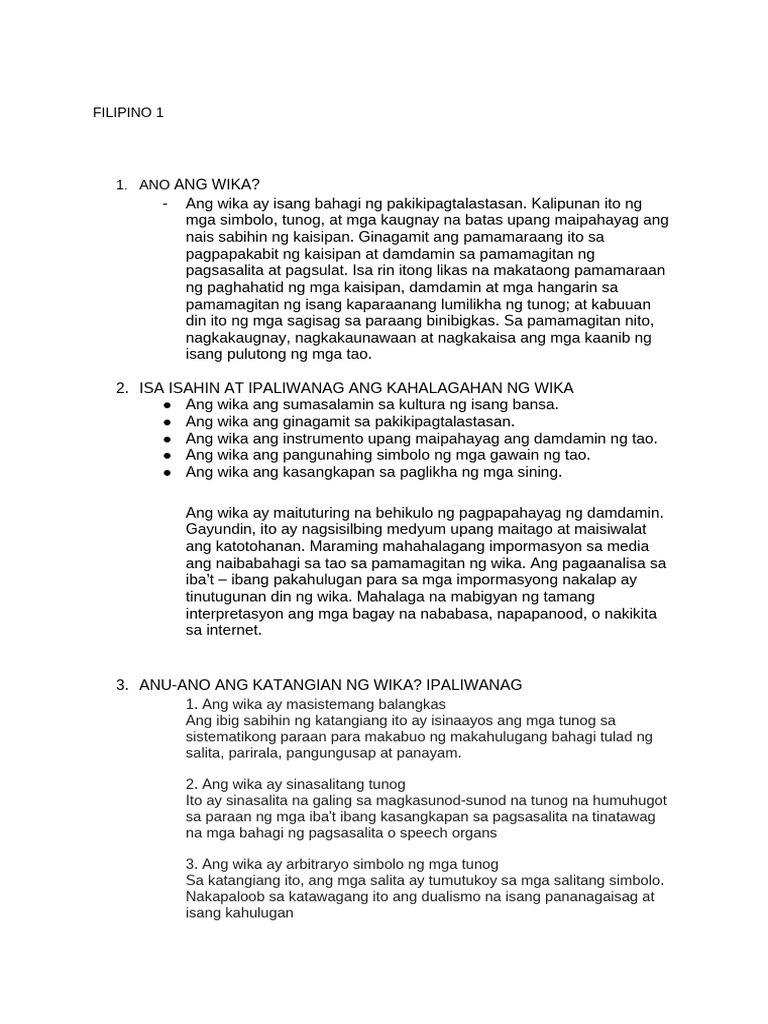 Filipino 1 - Prelim Assignment_activity n0 1 | PDF