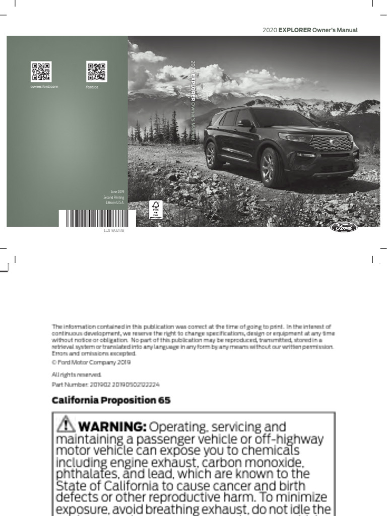 2020 Ford Explorer GasHEV Owners Manual Version 2 Om en US 06 2019 ...