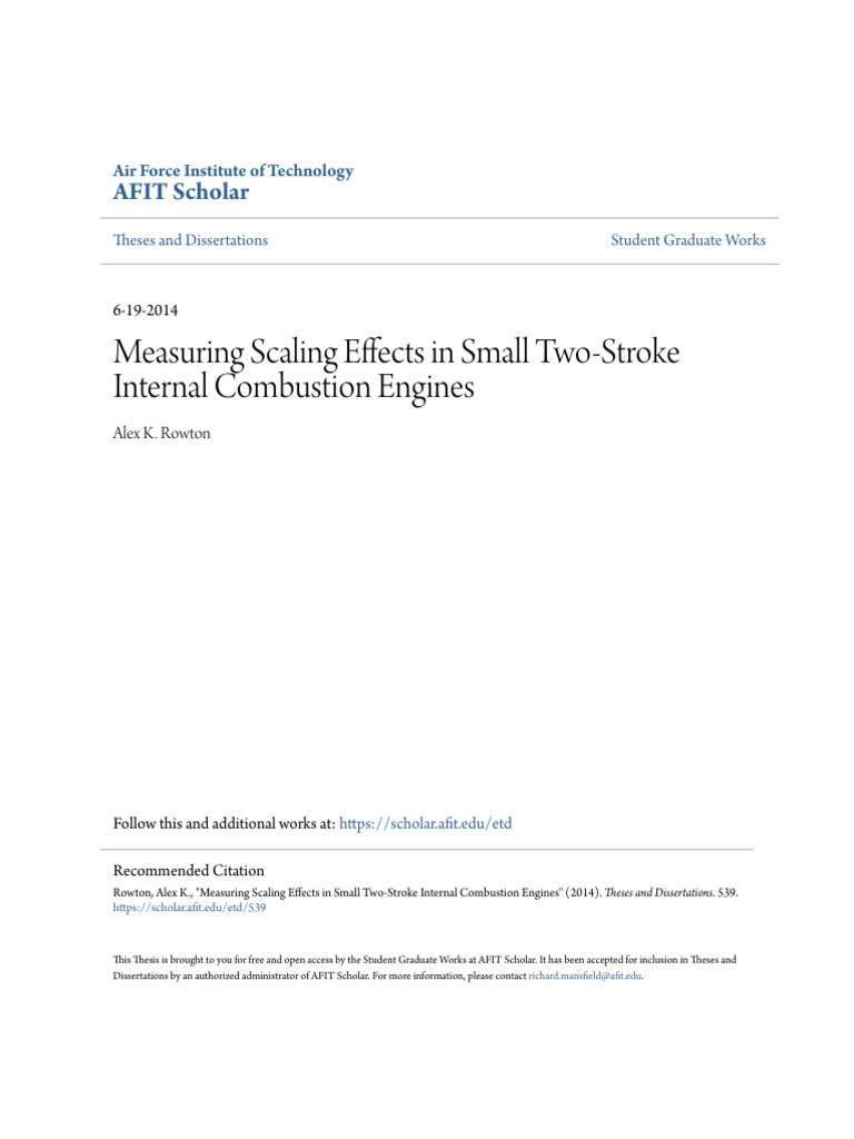 Measuring Scaling Effects in Small Two-Stroke Internal Combustion | PDF ...