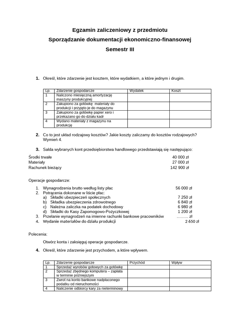 Sporza%CC%A8dzanie dokumentacji ekonomiczno-finansowej - semestr 3. %E2 ...