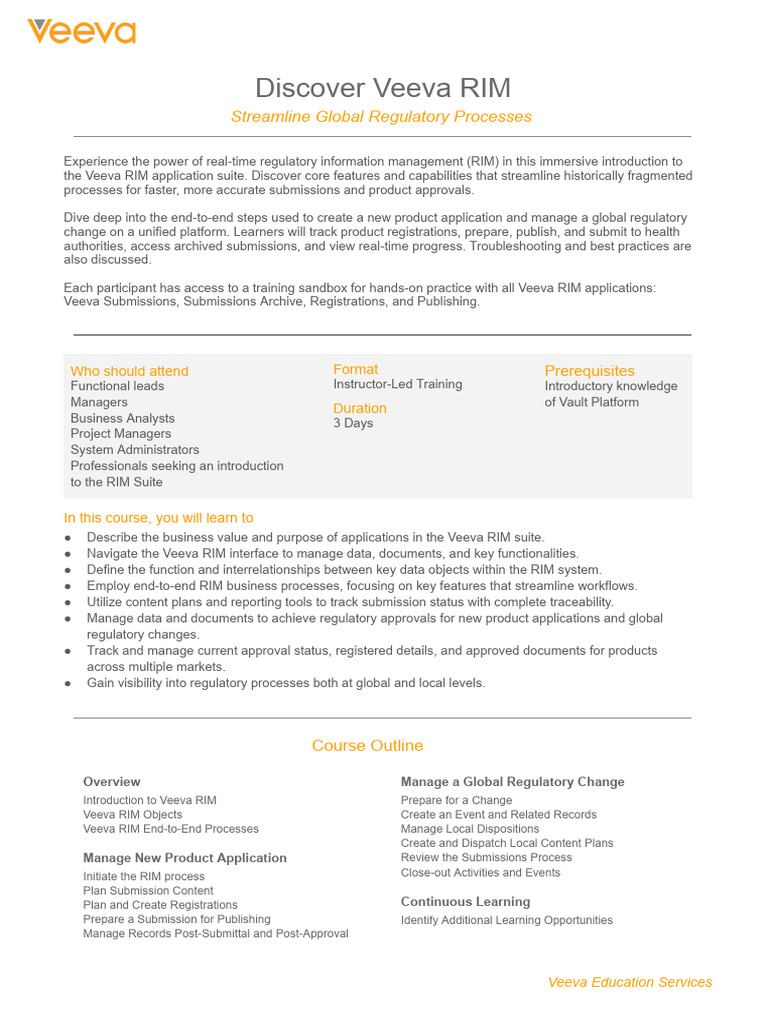 Discover Veeva RIM - Data Sheet | PDF | Computing | Information Technology
